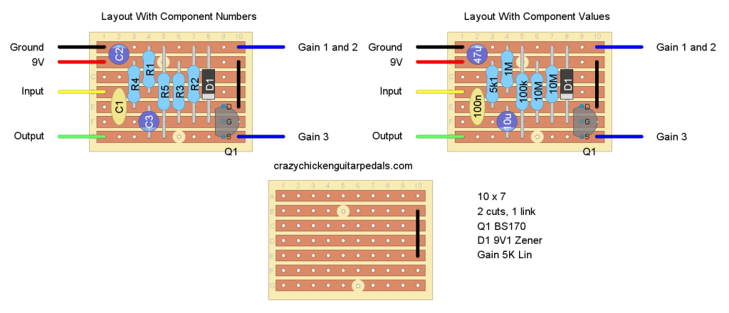 ZVEX Super Hard On On Stripboard - Crazy Chicken Guitar Pedals